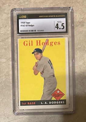 1958 Topps Gil Hodges #162 Los Angeles Dodgers Graded CSG 4.5 VG-EX+ | eBay
