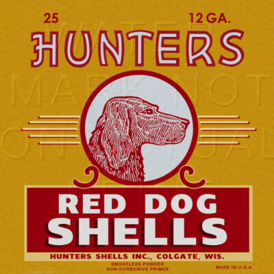 Reproduction Vintage Hunters Red Dog Shotgun Shell Box Label Canvas ...