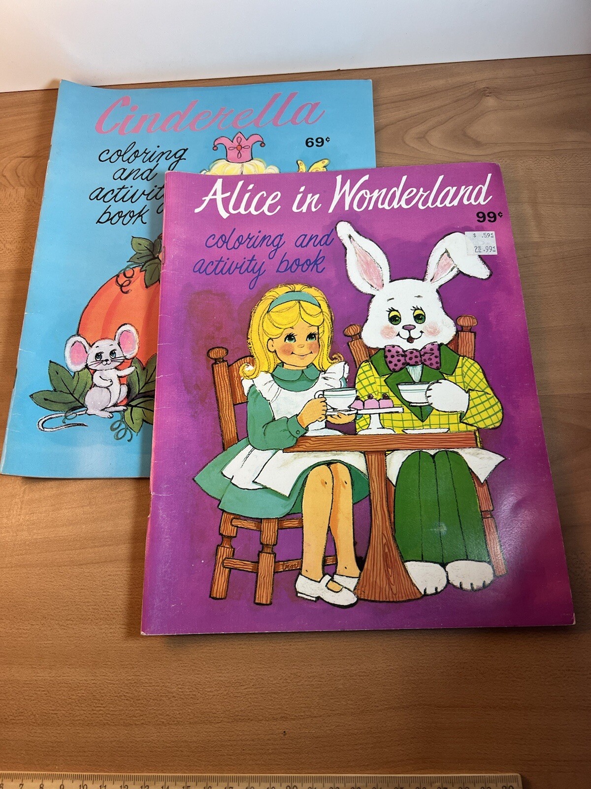 Vtg Cinderella & Alice In Wonderland Coloring Book Activity Books ...