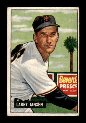 1951 Bowman Baseball #162 Larry Jansen CREASED Very Good New York ...