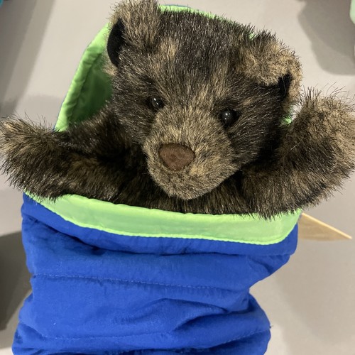 Folkmanis BEAR IN SLEEPING BAG Puppet 15” Plush Camping Storytelling ...