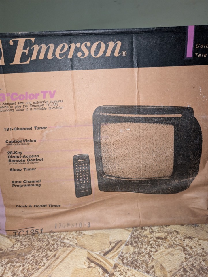 Emerson 13" White-Color TV AC/DC TC0918 with Remote,Box | eBay