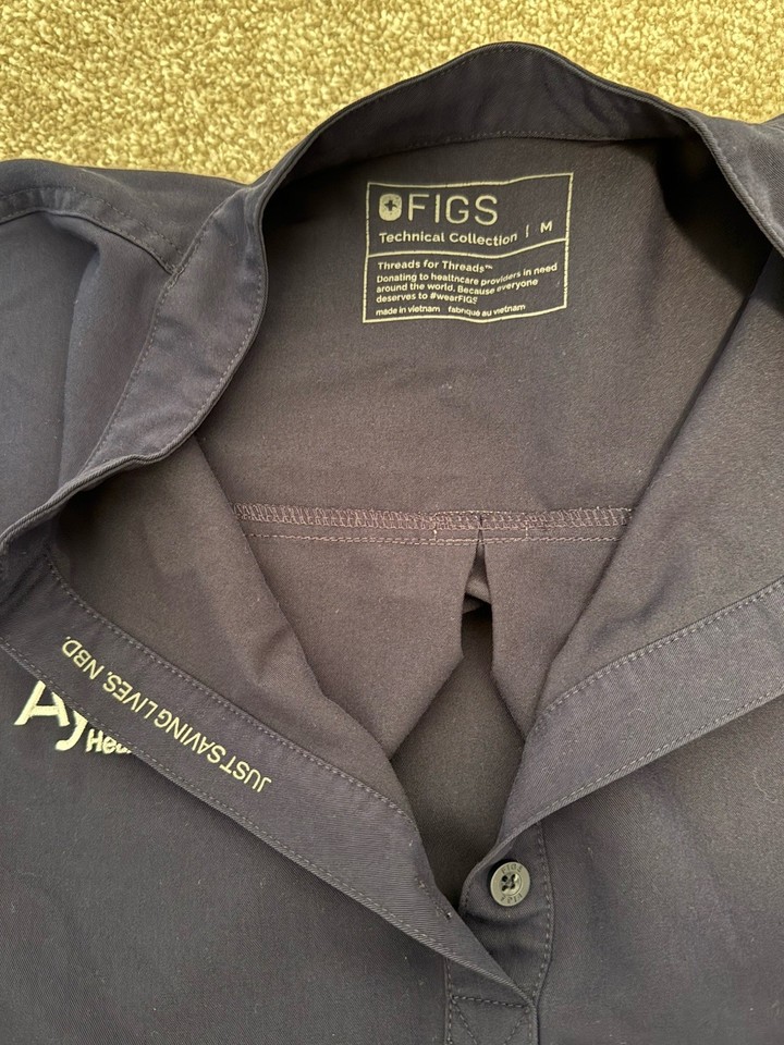 Figs Women's Navy Blue Scrub Top Medical Uniform, Size Medium Aya | eBay UK