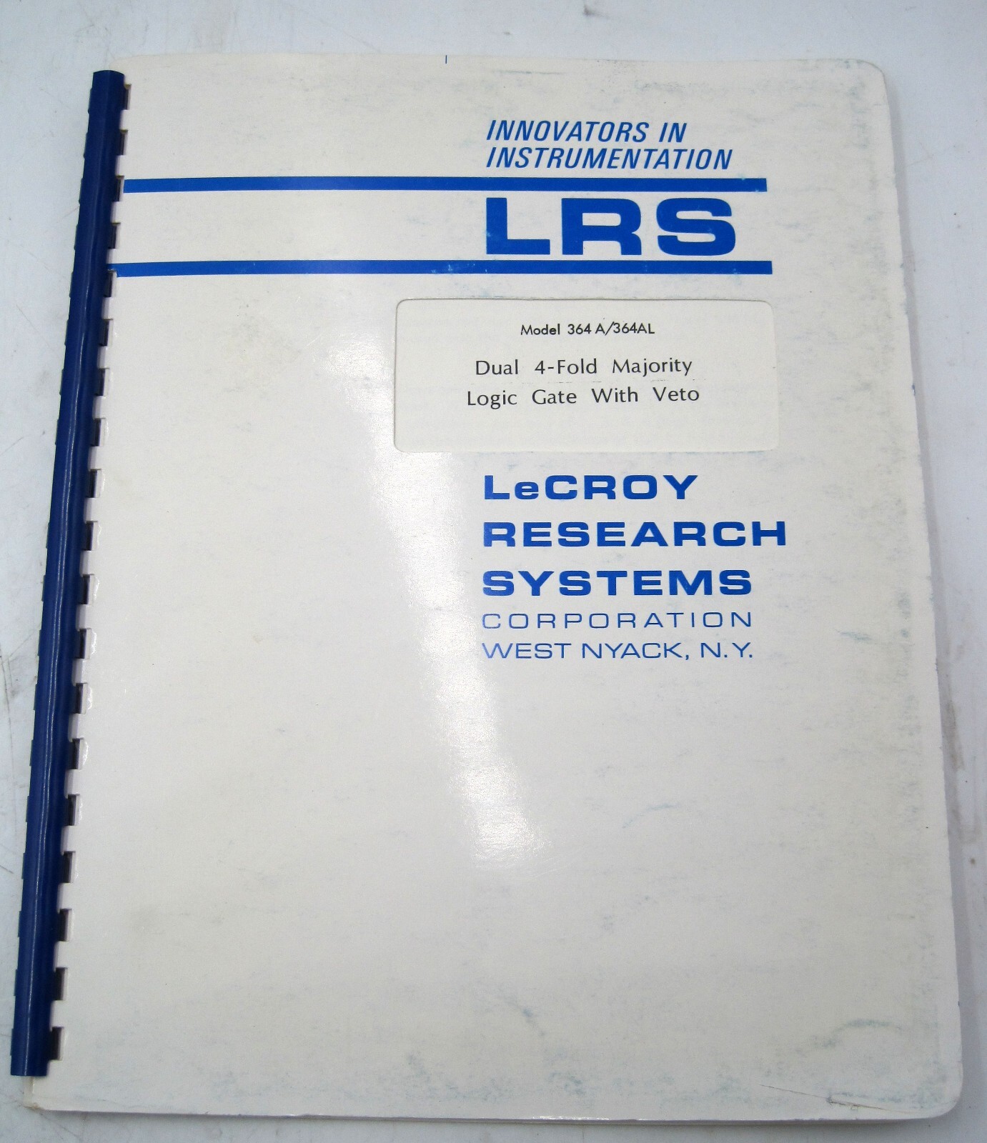 LRS LeCroy 364A/364AL Dual 4-Fold Logic Gate NIM Bin Instruction Manual ...