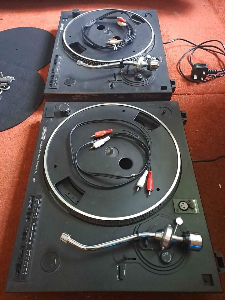 2x Sound Lab DLP 1600 Belt Drive DJ Turntables with Accessories ...
