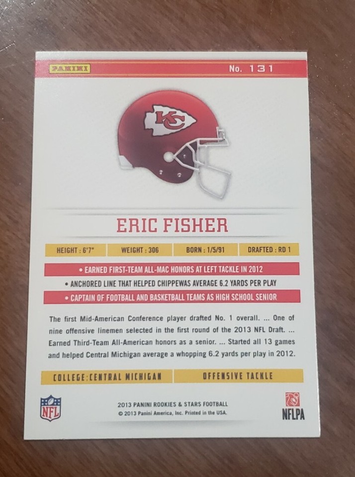 2013 Panini Rookies & Stars Eric Fisher #131 Rookie Card RC Kansas City ...