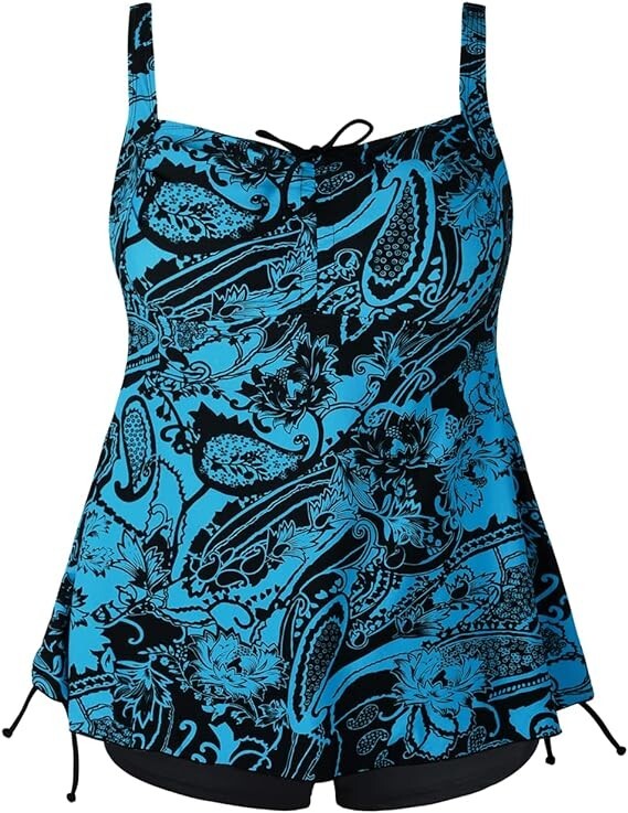 Plus Size Swim Paisley Print Two Piece Takini Bathing Suit 8w Worn ...