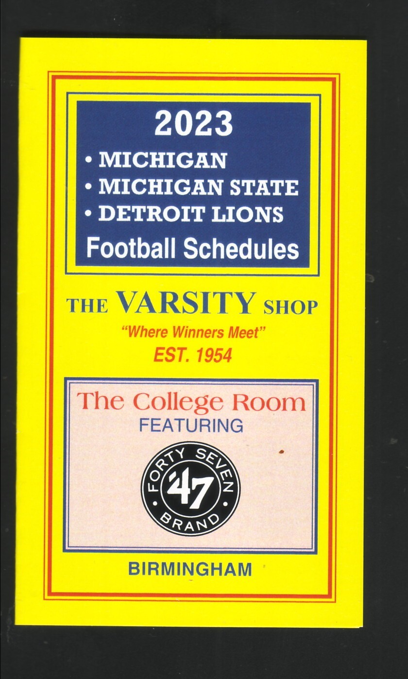 Detroit Lions--Wolverines--Spartans--2023 Pocket Schedule--Varsity Shop ...