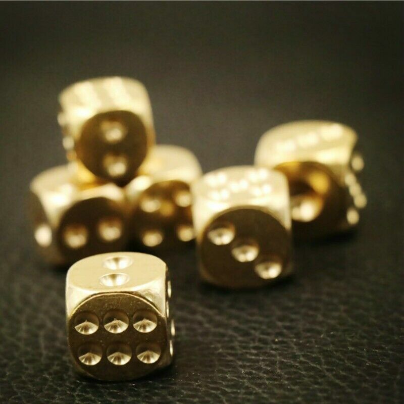 6xHandmade Solid Brass Dice Copper Bar Mahjong Nuts Gambler Game ...