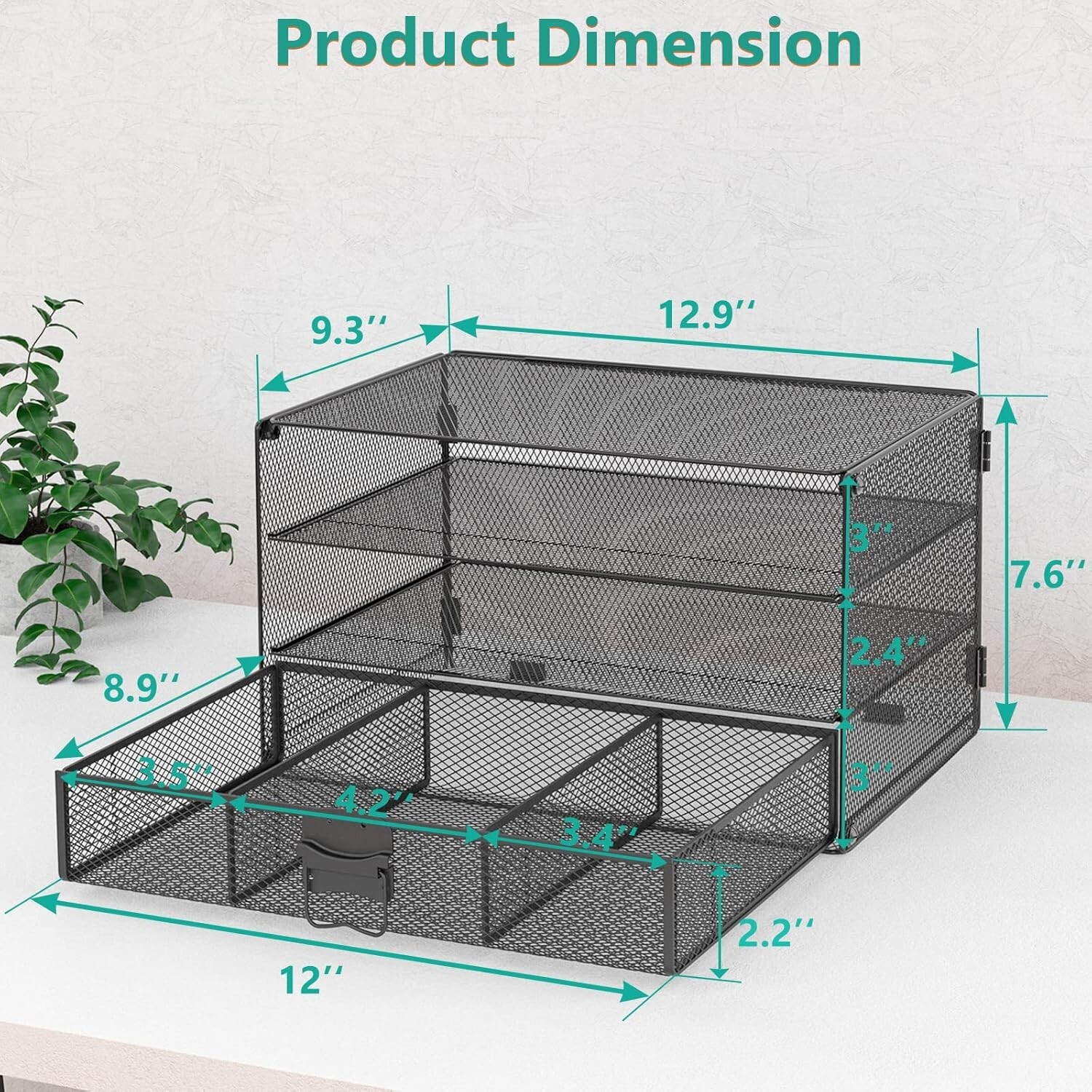 Paper Trey Organizer, 3 Tier Mesh Drawer File Organizer, For Home And ...