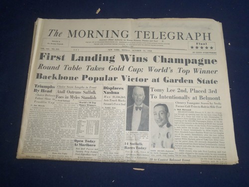 1958 OCTOBER 13 THE MORNING TELEGRAPH - FIRST LANDING WINS CHAMPAGNE ...