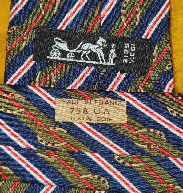 HERMES ~ MENS SILK DRESS TIE ~ HORSESHOES & STRIPES ~ 758ua 758 UA ~ 56 ...