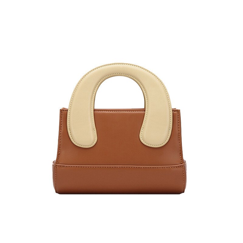 Small Mini Oversized Handles Leather Tote Clutch Box Handbag Purse ...