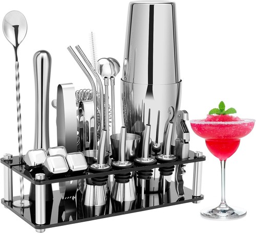 23 Piece Cocktail Shaker Set Premium Stainless Steel Bar Tool Kit For ...