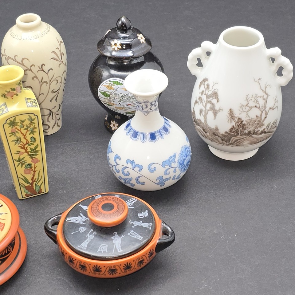 Vintage Lot Of 10 Ceramic/Stoneware Miniature Vases & Pitchers 3" to 3. ...