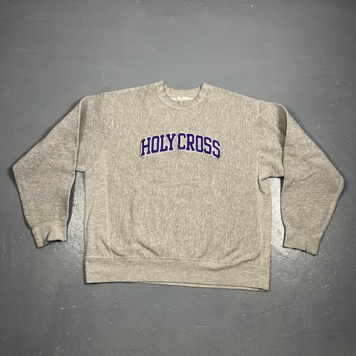 Vintage Y2K Holy Cross University Spellout Crewneck Sweatshirt Grey XL ...