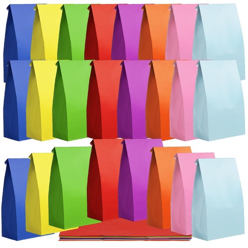 120 Pcs Colored Paper Gift Bags, 8 Colors Paper Bags, 5.2 x 3.2 x 9.5 ...