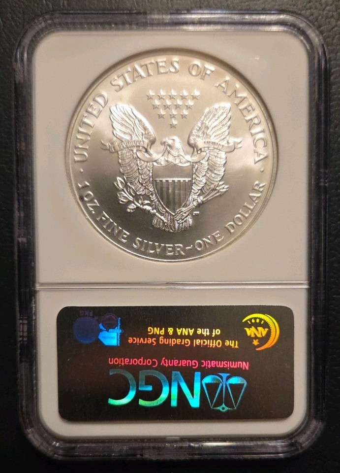 2001 $1 American Silver Eagle NGC MS69 Brown Label Beautiful Near ...
