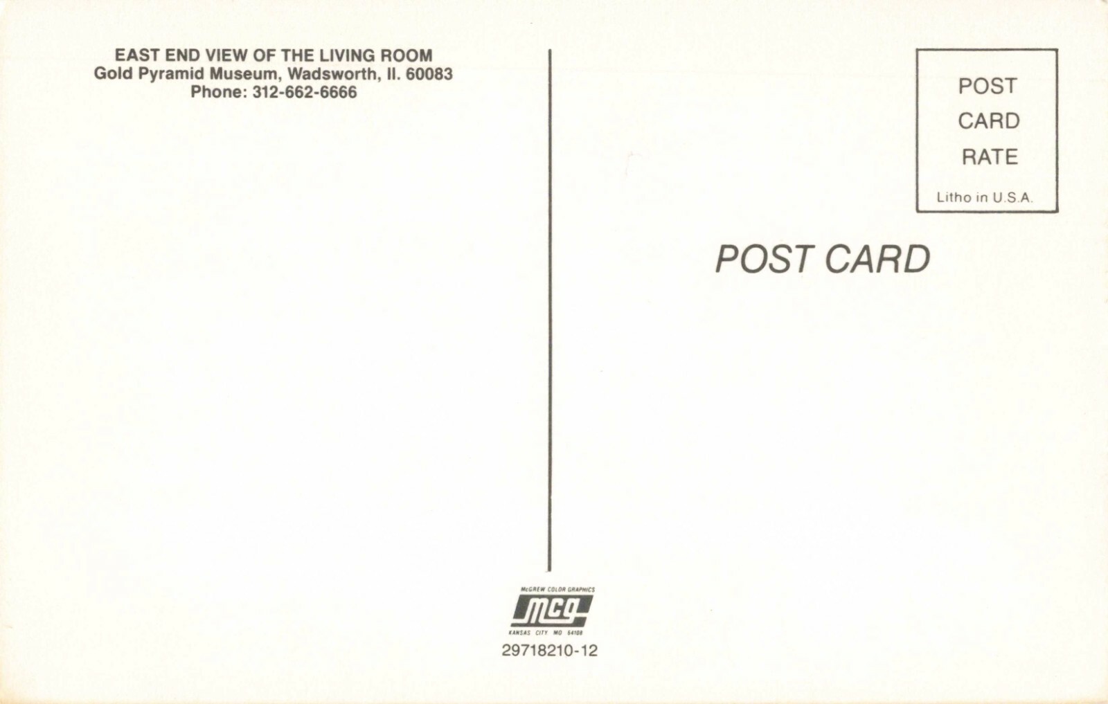 Postcard Living Room Gold Pyramid Museum Wadsworth Illinois | eBay
