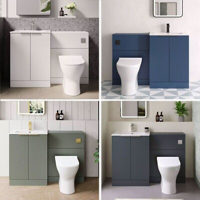 Hudson Reed 1100mm Fluted Combination Vanity Unit Bathroom Sink Wash ...