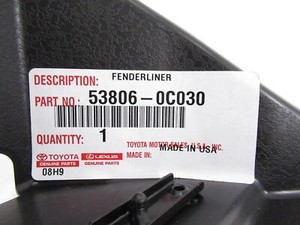 Genuine OEM Toyota 53806-0C030 Driver Front Liner Extension 2008-2020 ...