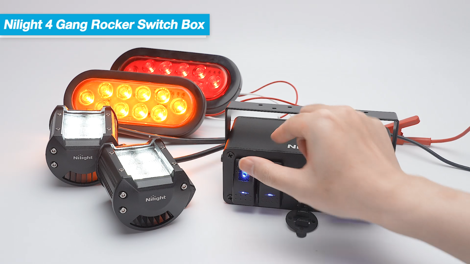 Nilight 4Gang Rocker Switch Box 12V ON Off Switch QC 3.0 USB Charger ...