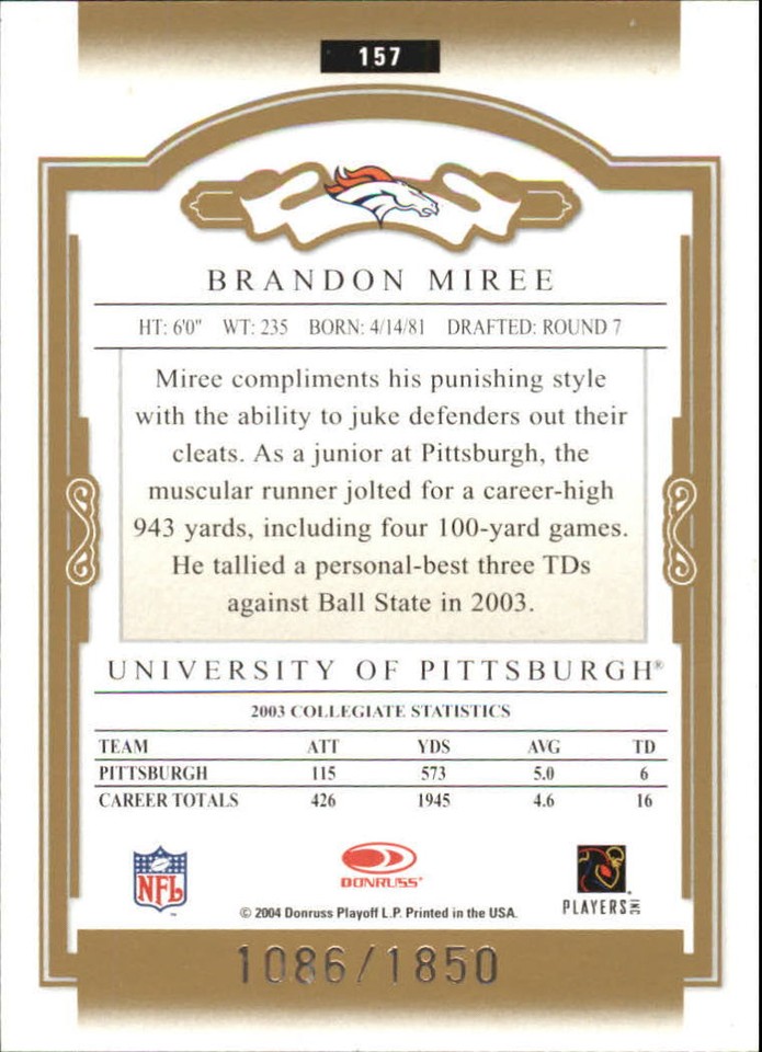 2004 Donruss Classics #157 Brandon Miree RC /1850 - NM-MT | eBay