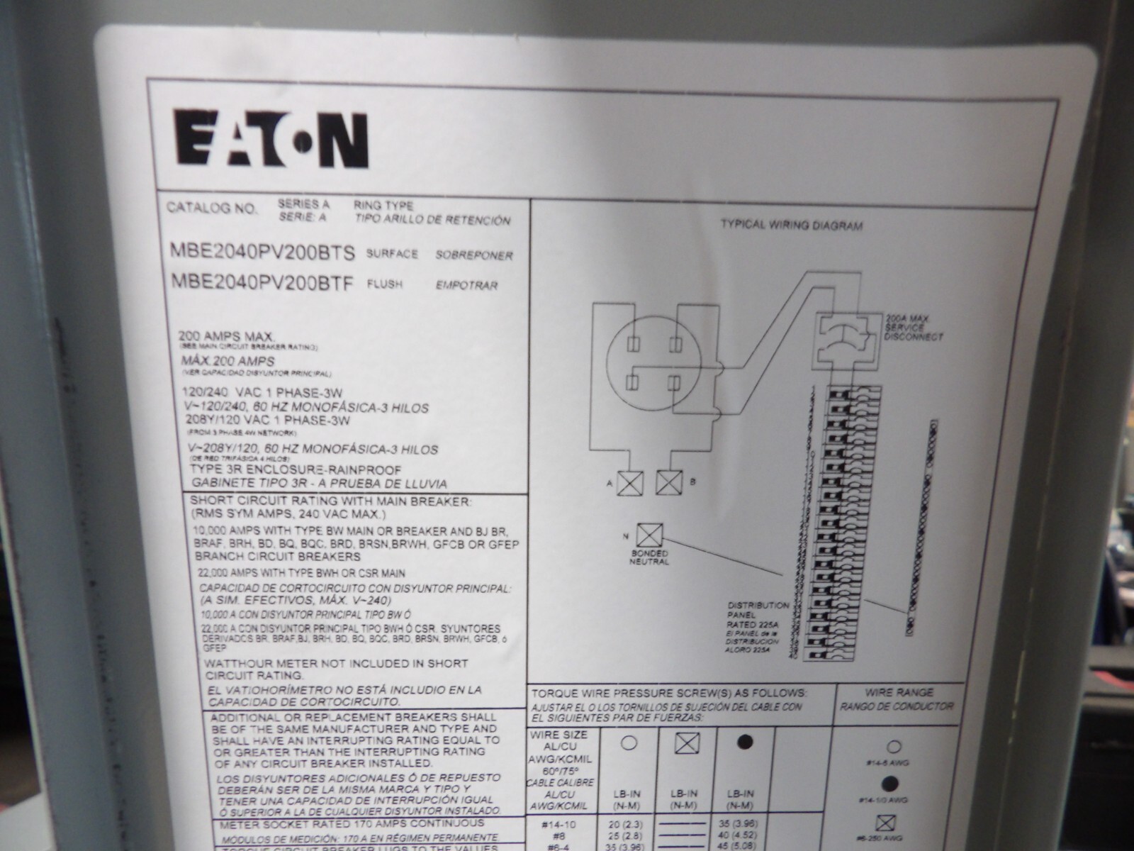 NEW EATON 200 AMP 20 S / 40 C SOLAR READY 3R | Grelly USA