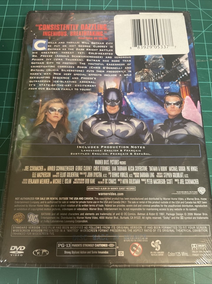 Batman & Robin DVD 1997 George Clooney Arnold Schwarzenegger Alicia ...