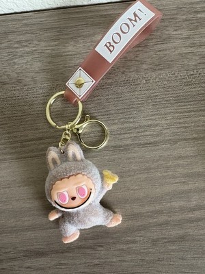 Labubu Iridescent Brown Keychain Key Ring Bag Charm Boom Silicone Strap ...