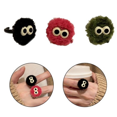 Cute Fluffy Ball Ring For Women Unique Cartoon Design Handmade ...