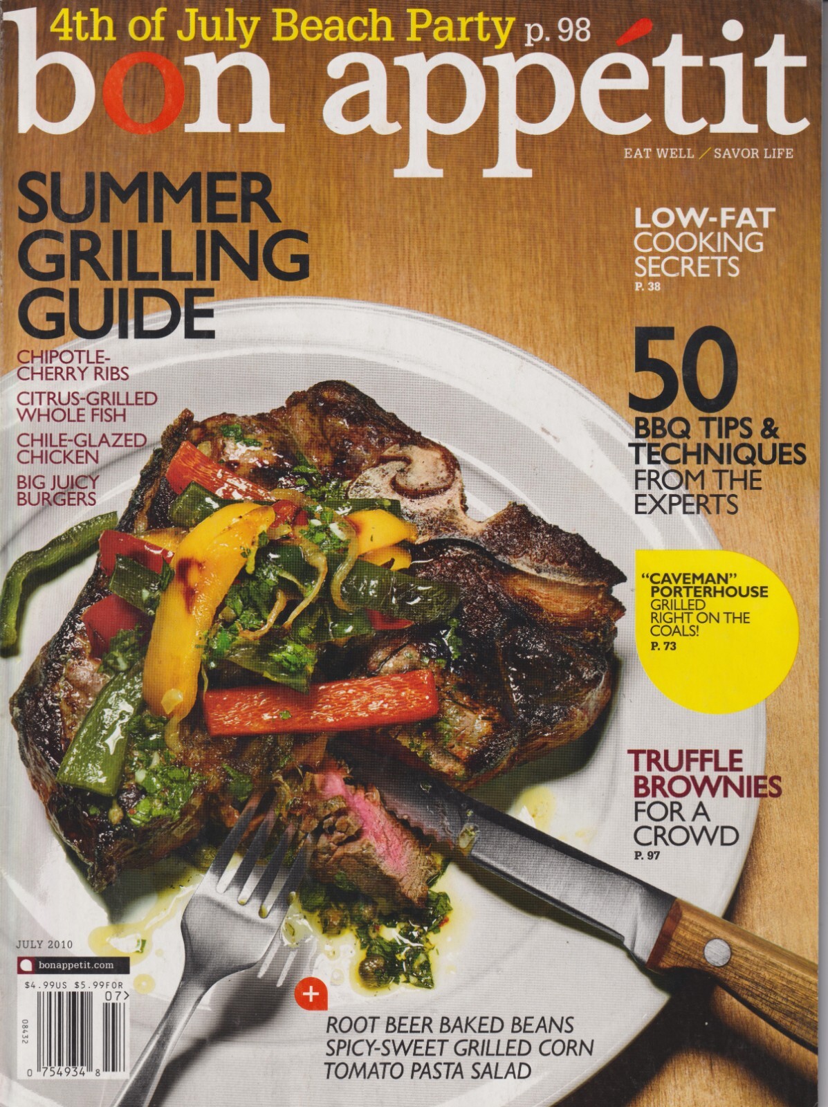 Bon Appetit July 2010 Summer Grilling Guide, July 4th Beach Party ...