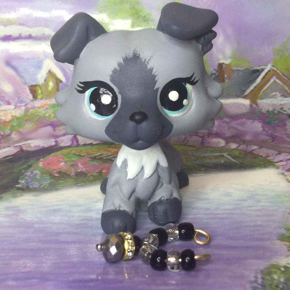 Mini Toy Pet Shop, Gray Dog Puppy, Collie OOAK Custom Hand Painted ...