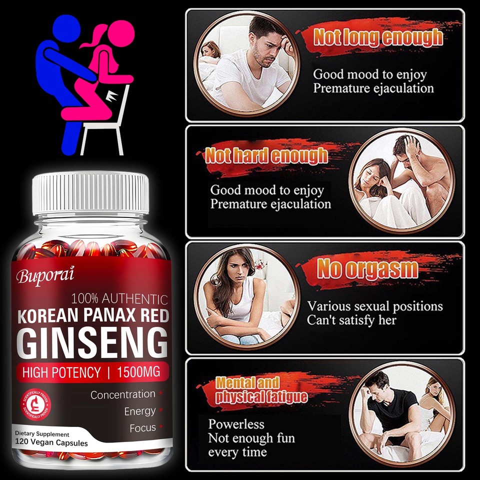 Korean Red Panax Ginseng 1500mg - Testosterone Booster, Energy ...