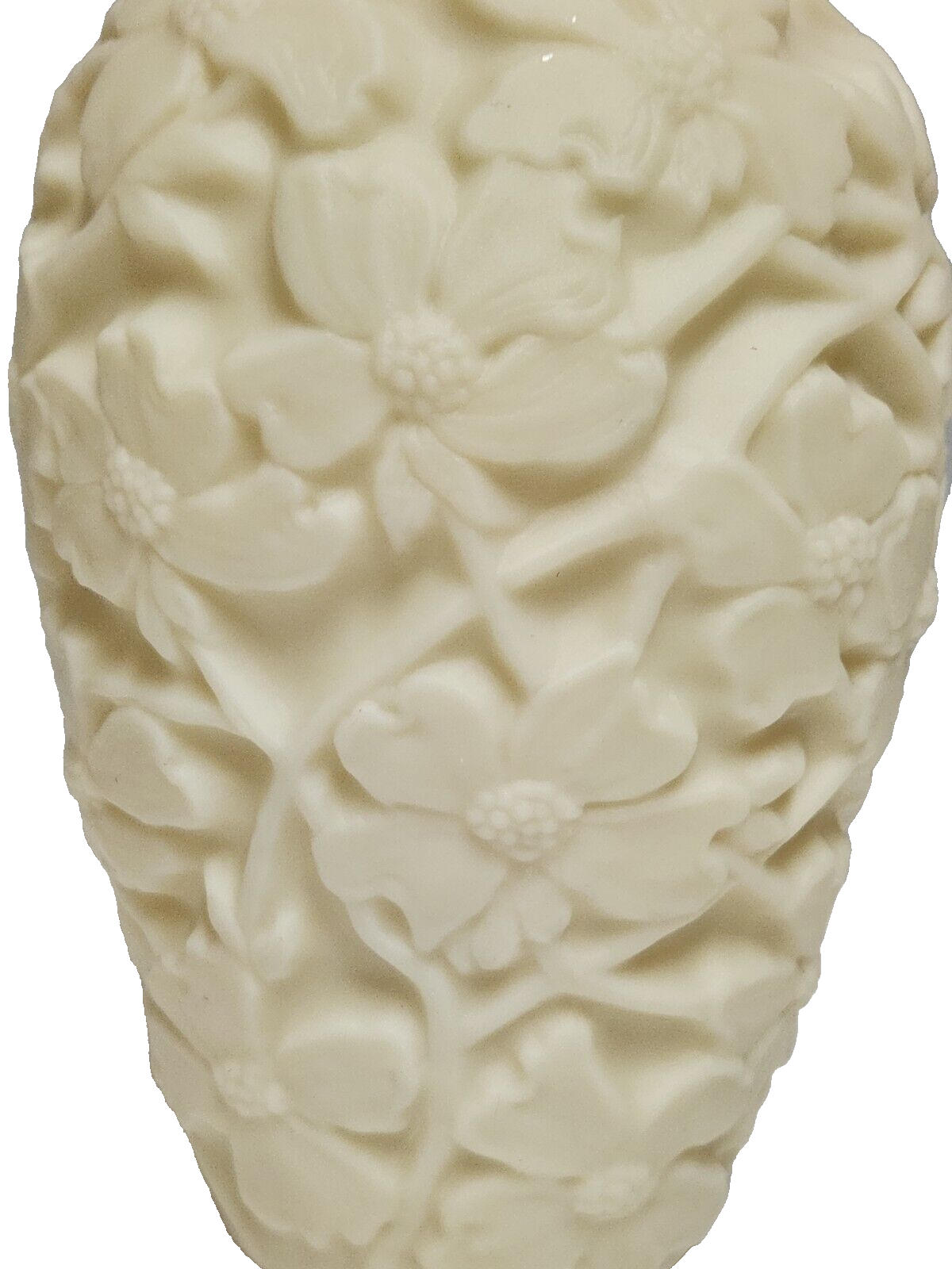 Phoenix Consolidated Glass Cream Color Wild Rose Pattern Vase Matte ...