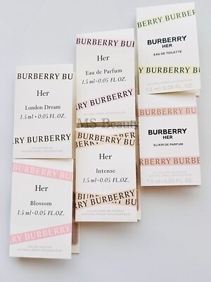 Burberry Her Perfume Collection Sample Size 6pcs (Her Blossom, Intense ...