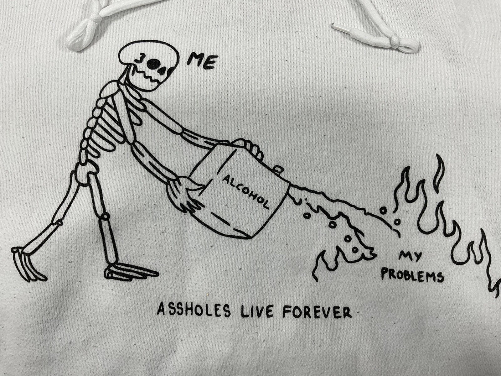 A$$-HOLES LIVE FOREVER Skeleton Alcohol Problem Solver HOODIE Mens ...