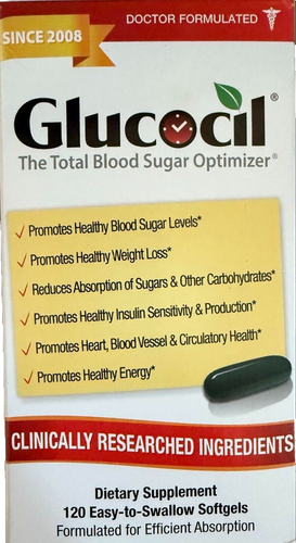 Glucocil 30-Day Supply Premium Blood Sugar Optimizer 120 CT EXP08/2026 ...