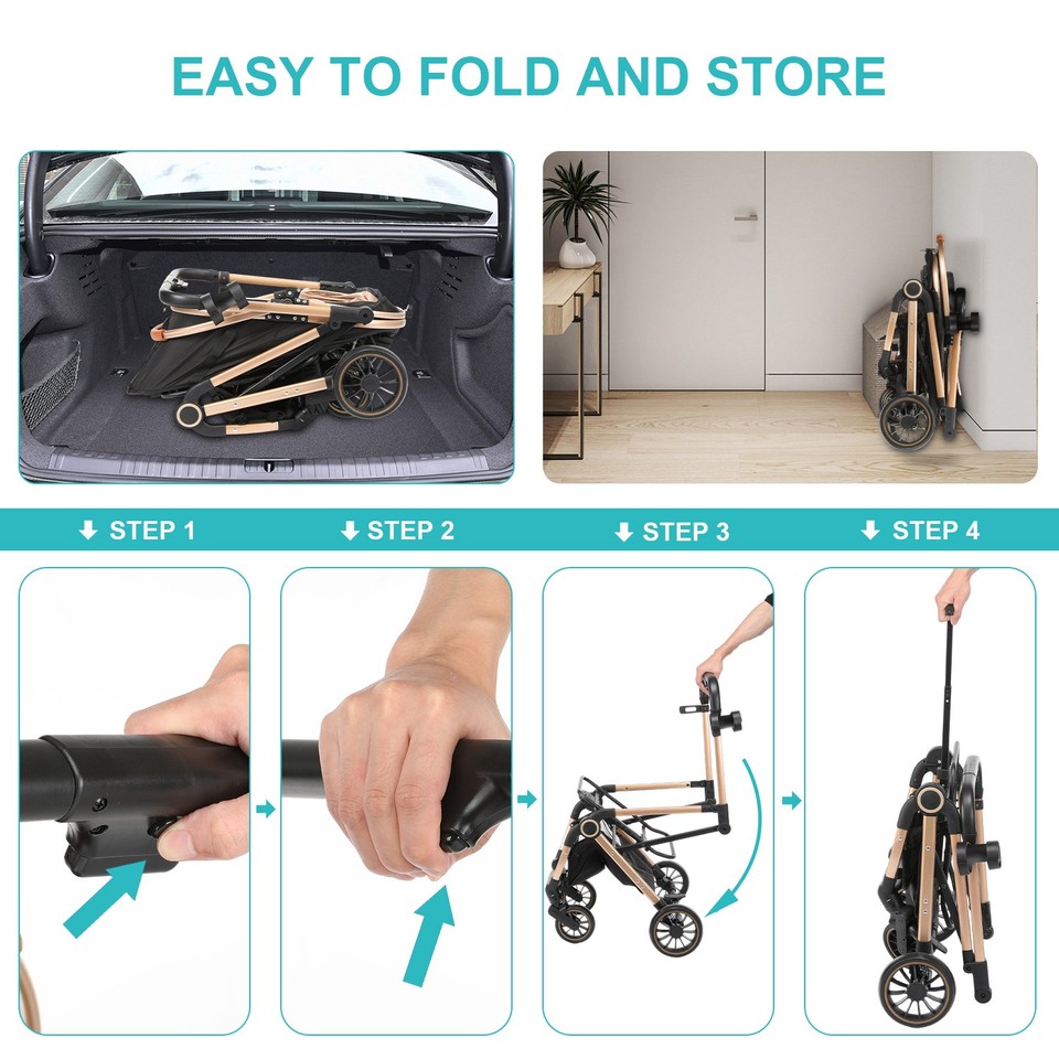 3In1 Carbon Steel Pet Stroller Folding Dog Stroller With Spring Shock ...