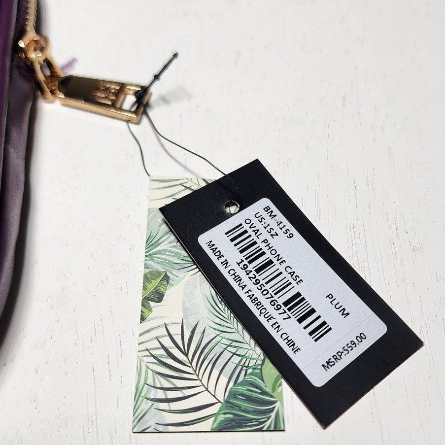 Badgley Mischka Oval Phone Case Crossbody Bag Diamond Quilted Plum ...