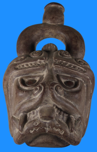 Museum Replica of a Pre Columbian Artifact Chavin God Deity Stirrup ...