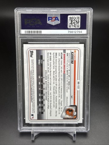 2020 BOWMAN DRAFT HESTON KJERSTAD GOLD PAPER #/50 PSA 8 #BD122 Orioles ...