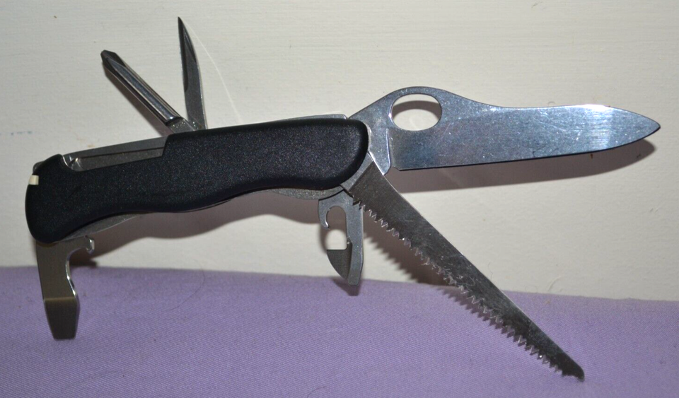 Victorinox One Hand Trekker Black Swiss Army 111MM Multi-tool Knife ...