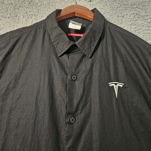 Tesla Shirt Mens Large Black Button Up Long Sleeve Uniform Employee ...