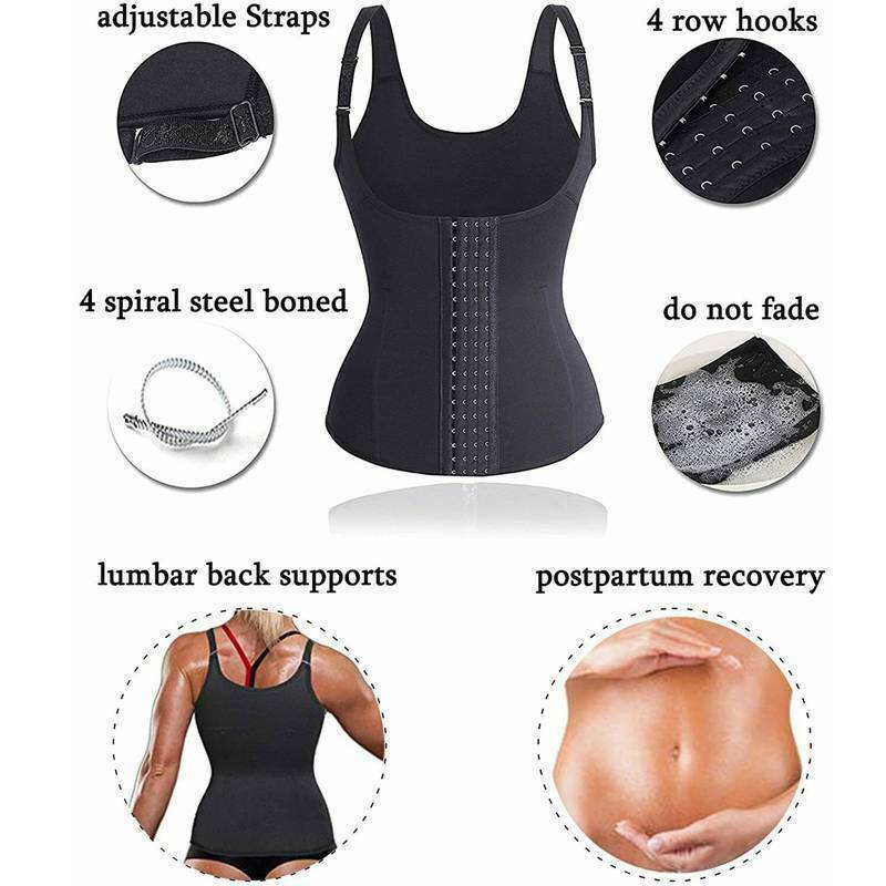 US Women Fitness Waist Trainer Vest Body Shaper Tummy Control Corset ...