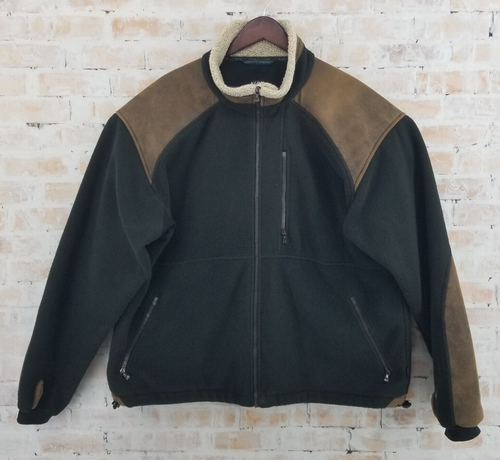 Kuhl Alpenwurx Fleece Jacket Black Men's XXL Full Zip Suede Shoulder ...