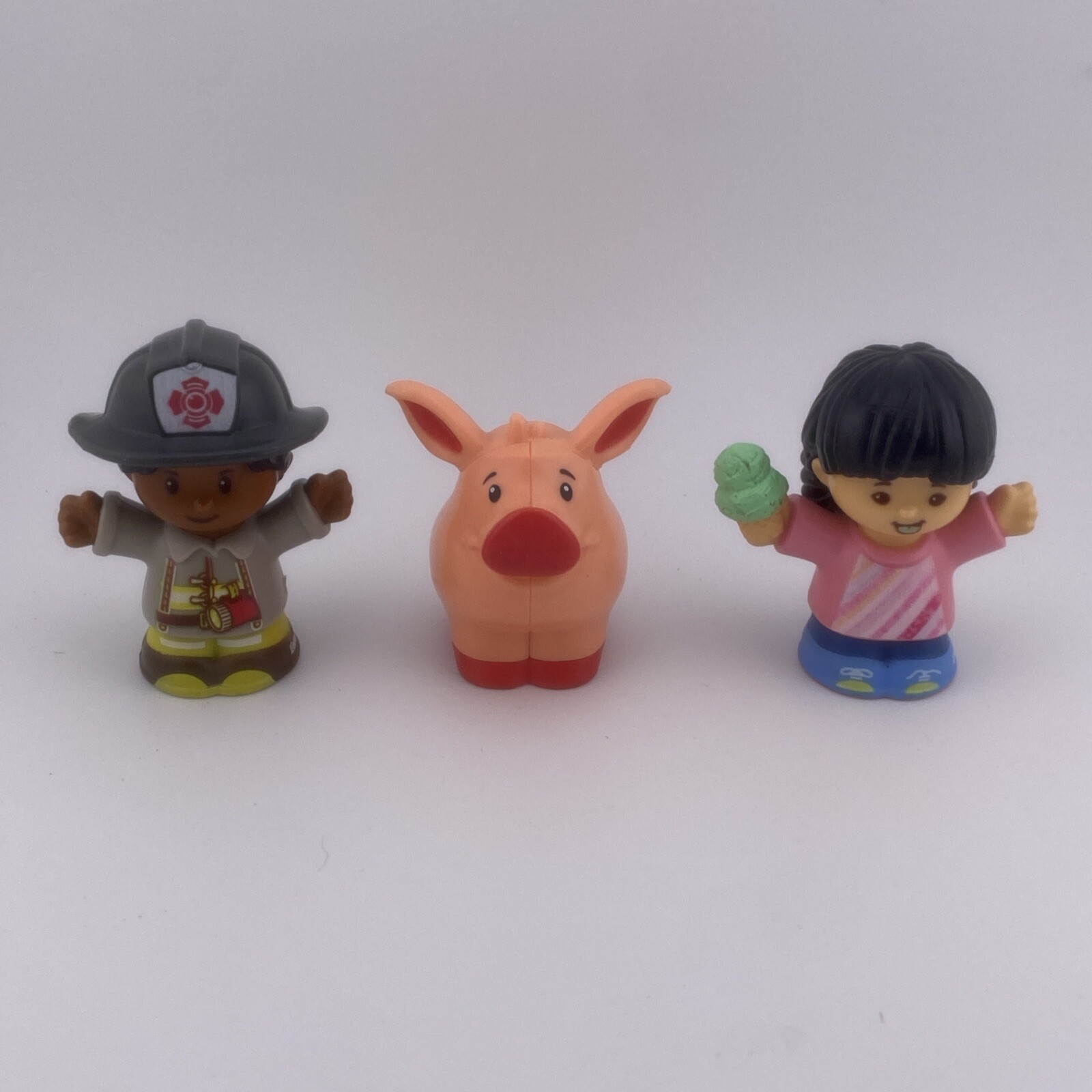 Fisher Price Little People Firefighter Pig Ice Cream Girl Lot of 3 | eBay