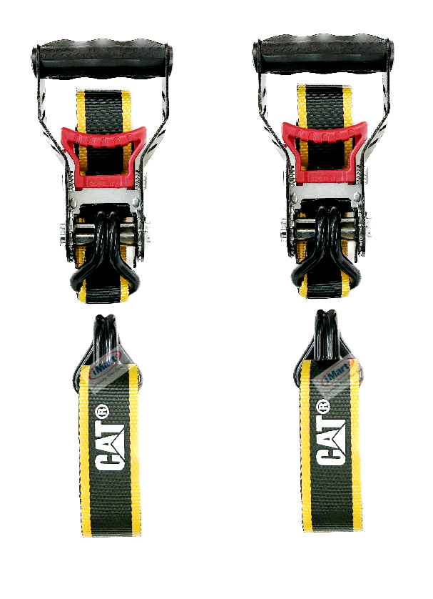 Heavy Duty 2 PC CAT Ratchet Tie Down Set 4.87m x3.8cm Adjustable Strap ...