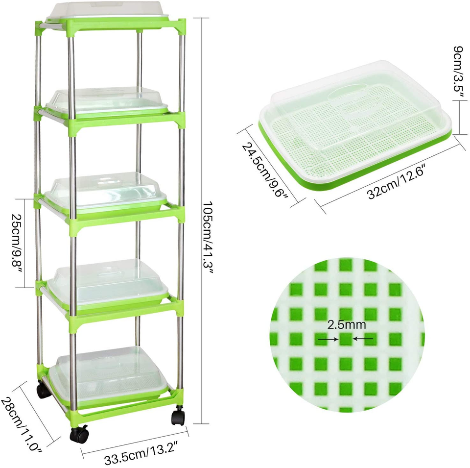 5 Layers Seed Sprouter Tray with Stainless Steel Shelf Soil-Free ...