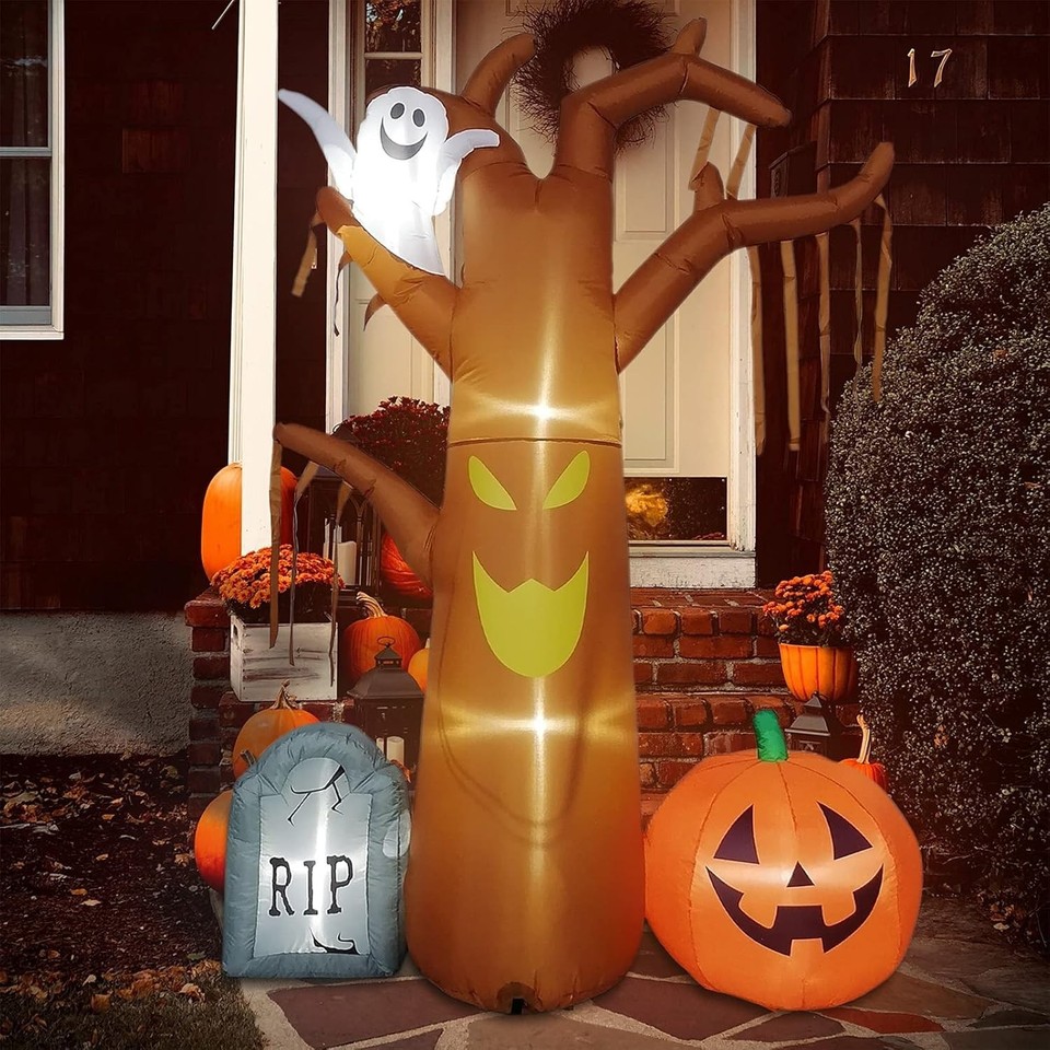 Halloween Inflatable Decorations, 7 Feet Halloween Demon Tree with LED ...